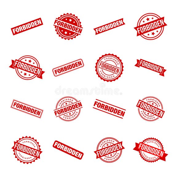 Set Forbidden Letter Rubber Stamp Template Vector Design Stock ...