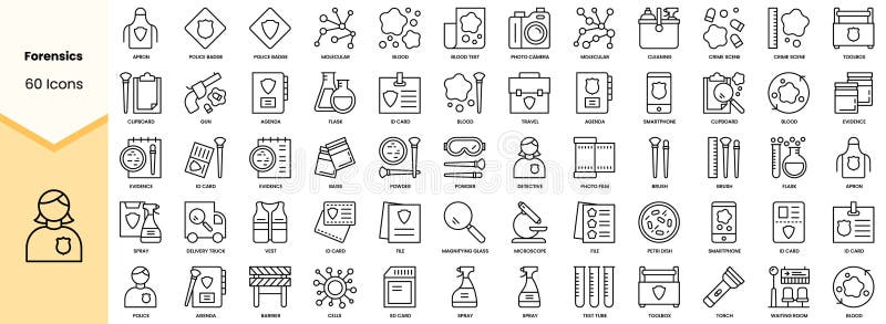 Set of Forensics Icons. Simple Line Art Style Icons Pack Stock Vector ...