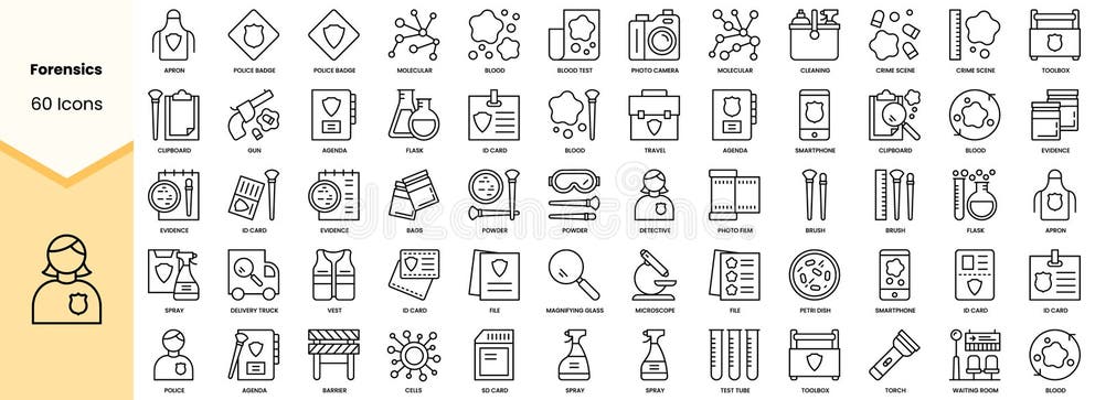 Set of Forensics Icons. Simple Line Art Style Icons Pack Stock Vector ...