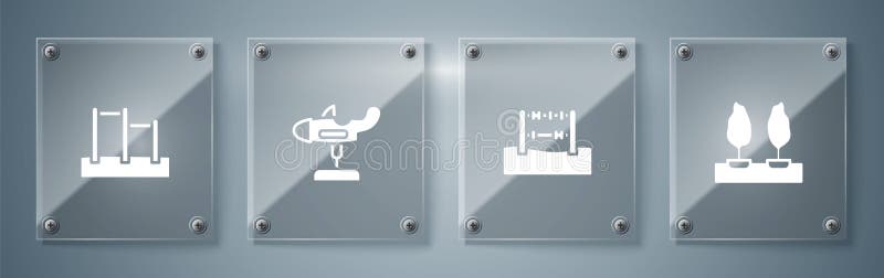 Set Forest, Abacus, Swing Plane and Horizontal Bar. Square Glass Panels ...