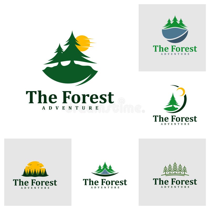 Set of Forest Logo Design Template. Creative Pine Logo Vector ...