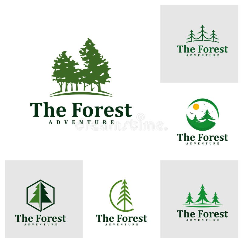 Set of Forest Logo Design Template. Creative Pine Logo Vector ...