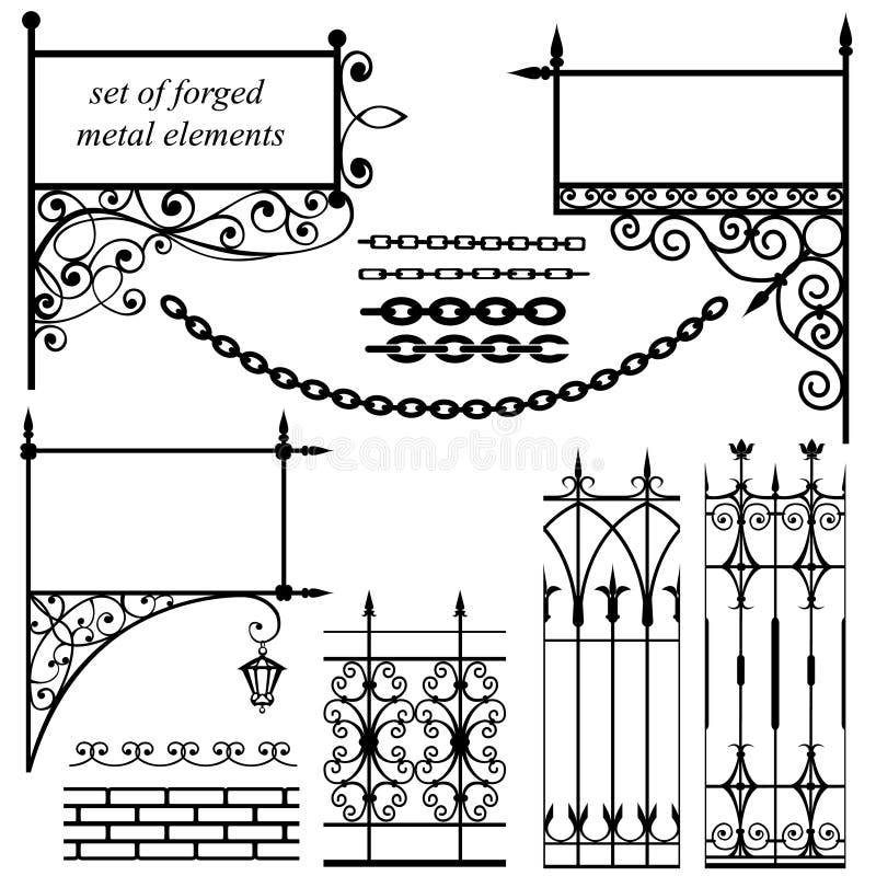 Decorative Forged Metal Elements Set Black Stock Vector - Illustration ...