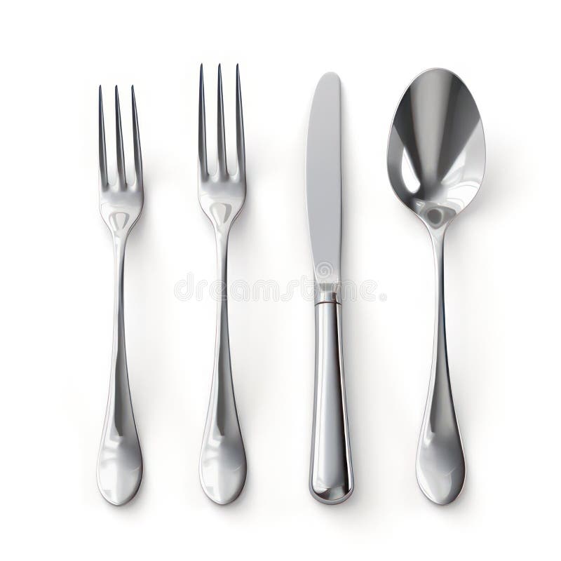 Set of Fork, Knife and Spoon Isolated on White Created with Generative AI Stock Photo ...