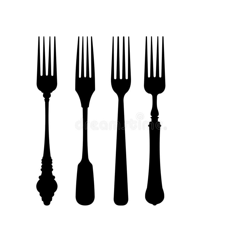 Set of fork silhouette stock vector. Illustration of meal - 347831501