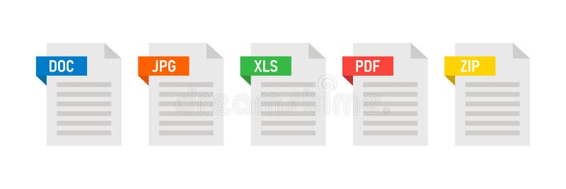 Set Of Format And Extension Of Documents Stock Vector Illustration Of Upload Information