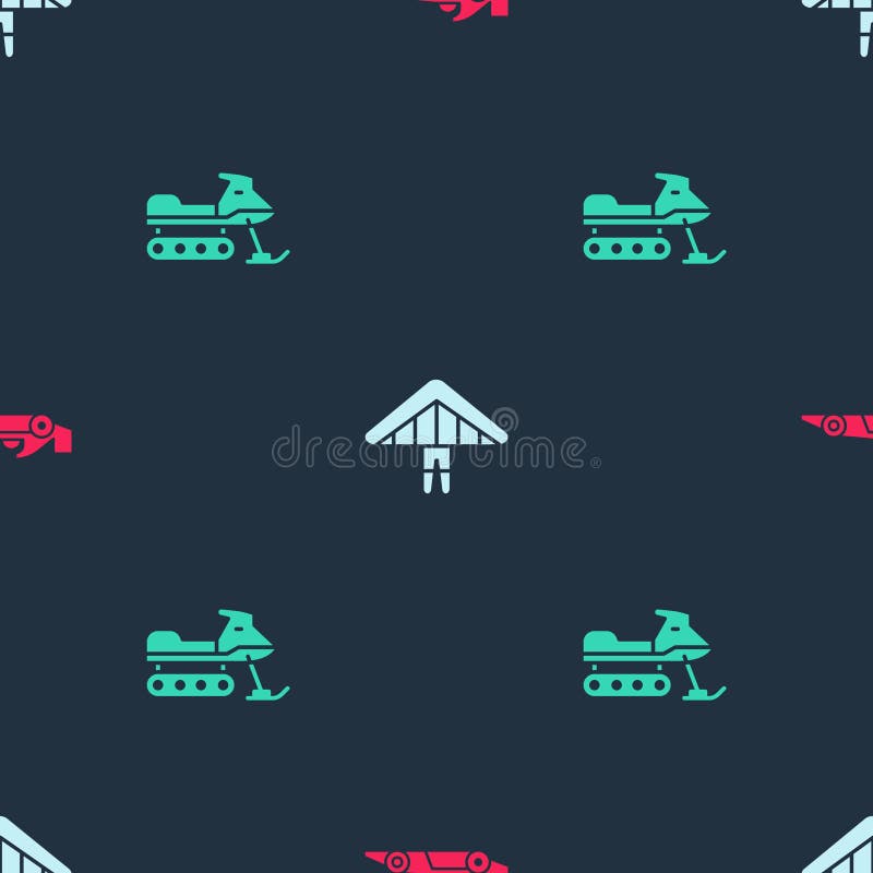 Set Formula 1 Racing Car, Hang Glider and Snowmobile on Seamless ...