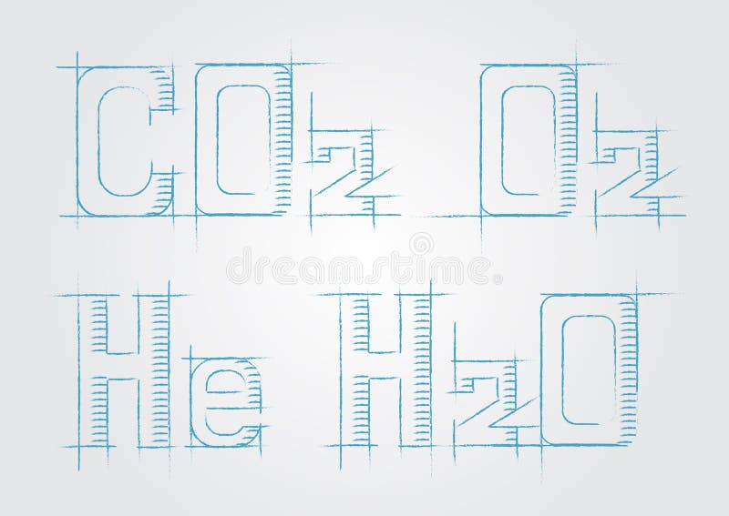 Set of Formulas of Four Chemical Elements Stock Vector - Illustration ...
