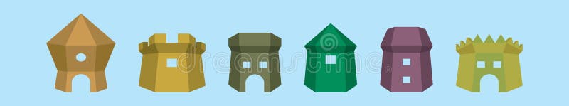 Set of Fort Cartoon Icon Design Template with Various Models. Vector ...