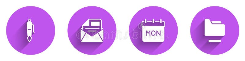 Set Fountain Pen Nib, Mail and E-mail, Calendar and Document Folder ...