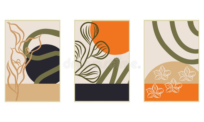 Set of Four Abstract Creative Universal Cards Hand Drawn Stock Vector ...