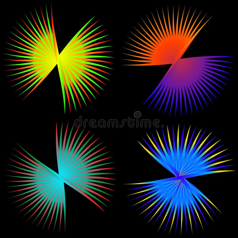Set of four abstract fans. stock vector. Illustration of backdrop ...