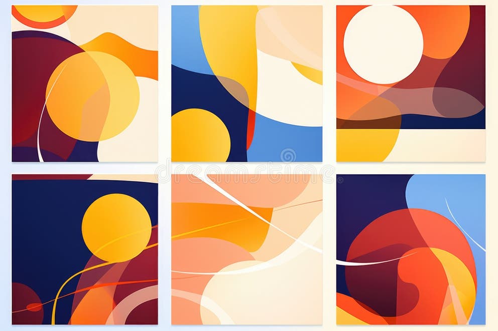Set of Four Abstract Posters with Different Shapes. Ideal for Modern ...