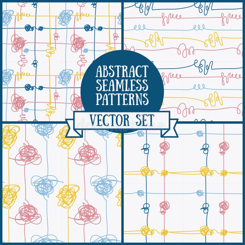 Set of Four Abstract Seamless Backgrounds, Happy Pastel Colors Stock ...