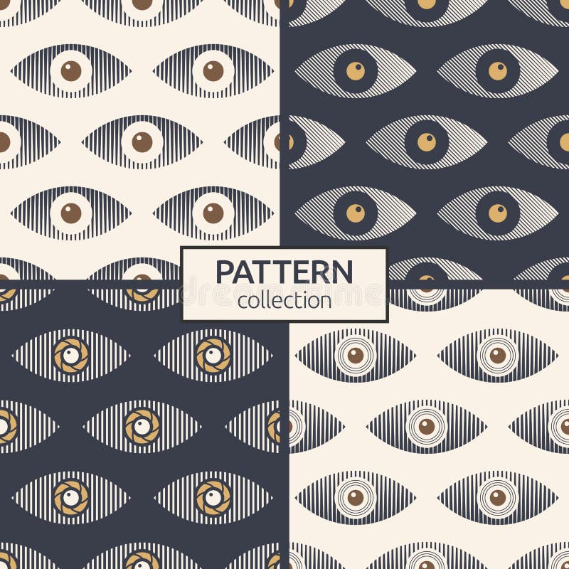 Set of Four Abstract Seamless Eyes Patterns Stock Vector - Illustration ...