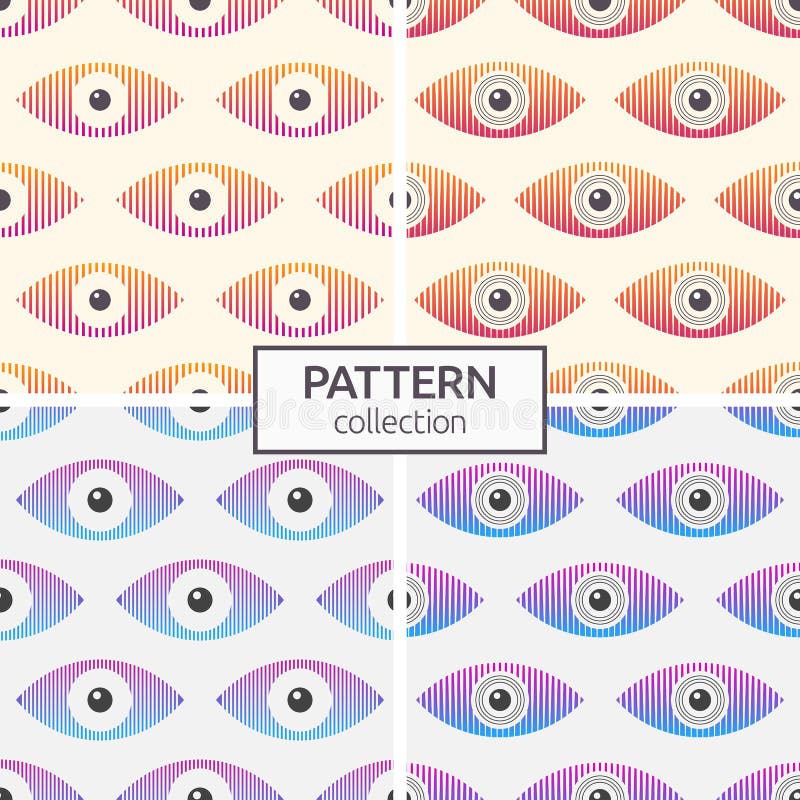 Set of Four Abstract Seamless Eyes Patterns Stock Vector - Illustration ...