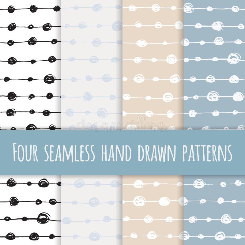 Set of Four Abstract Seamless Ink Patterns. Stock Vector - Illustration ...