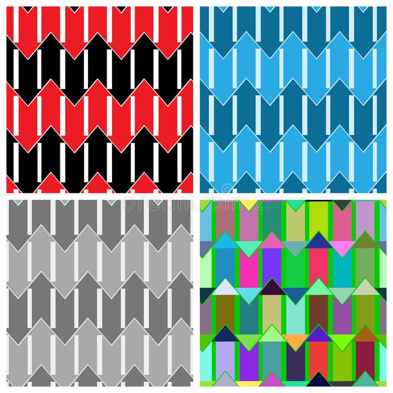 Set of Four Abstract Seamless Patterns Consisting of Colored Arr Stock ...