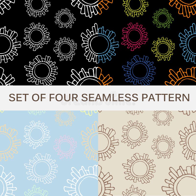 Four Abstract Arrows and Circles Motives Seamless Stock Vector ...