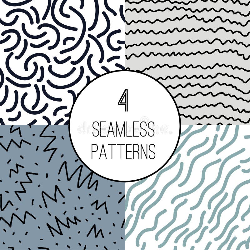 Set of Four Abstract Seamless Patterns Stock Vector - Illustration of ...
