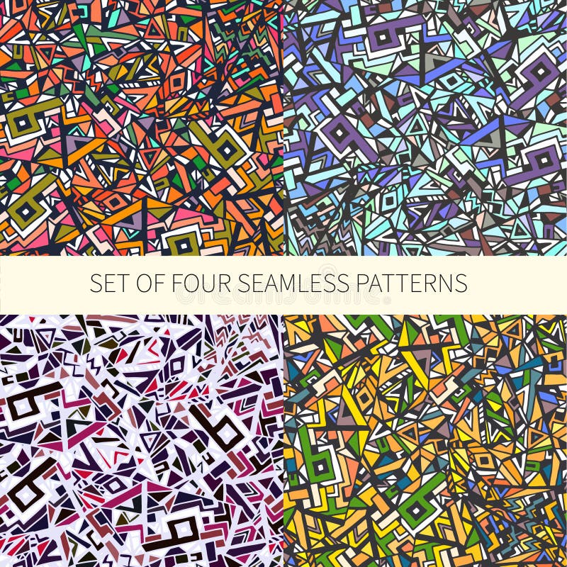 Set of Four Abstract Seamless Patterns Stock Illustration ...