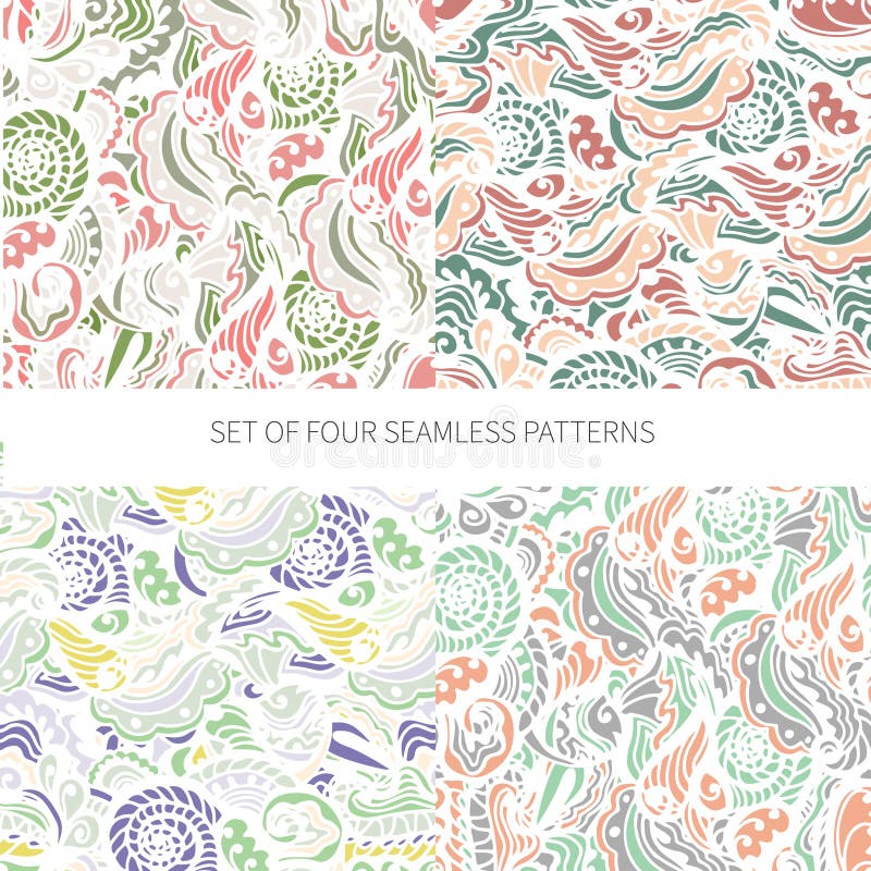 Set of Four Abstract Seamless Patterns Stock Vector - Illustration of ...