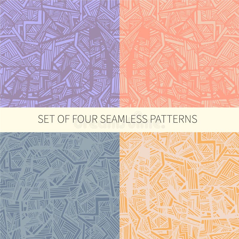 Set of Four Abstract Seamless Patterns Stock Vector - Illustration of ...
