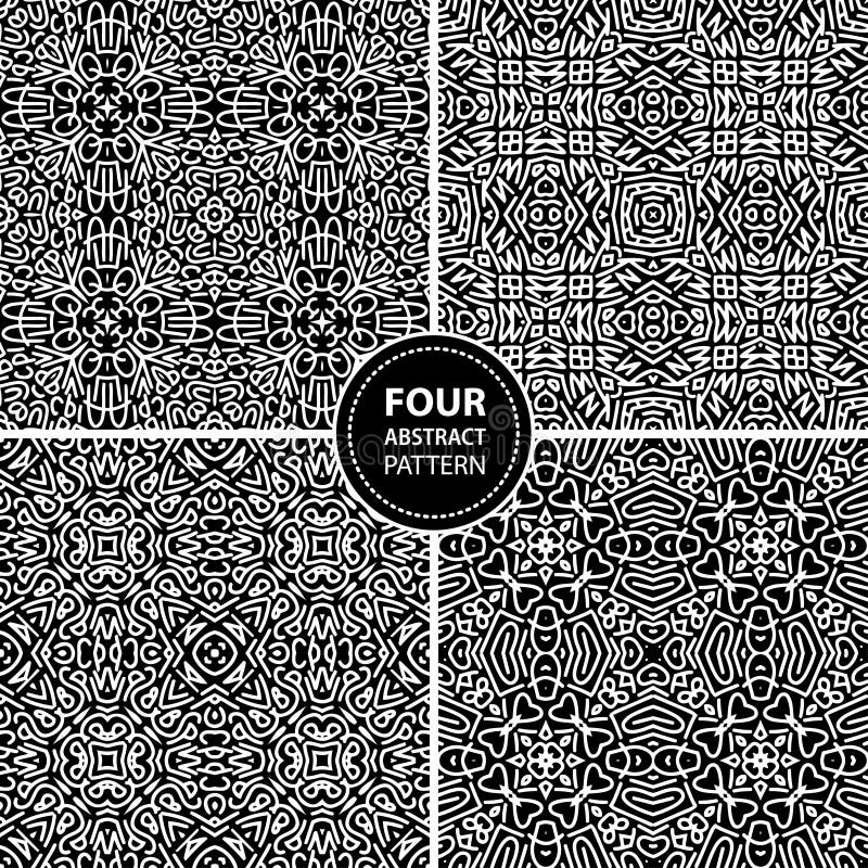 Set Of Four Abstract Seamless Patterns Stock Vector Illustration Of