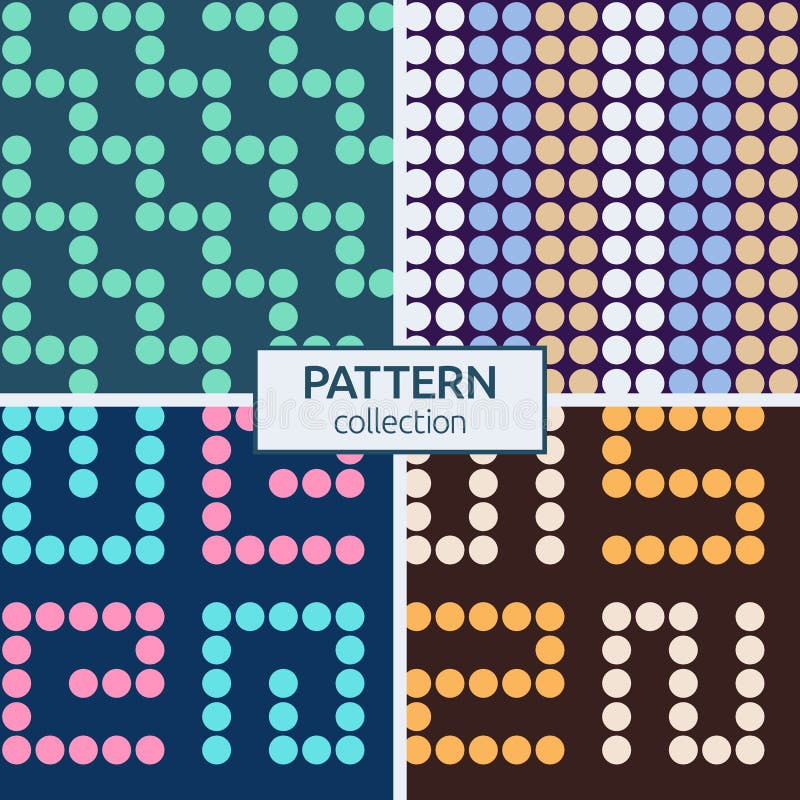 Set of Four Abstract Small Circles Seamless Patterns. Groups of Circles ...