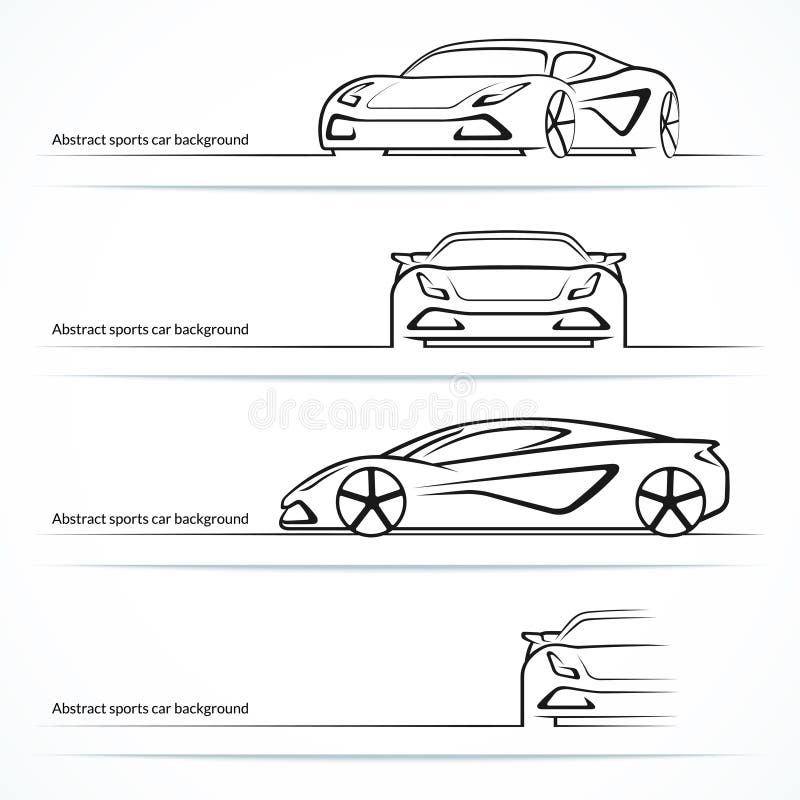 Set of Abstract Linear Car Silhouettes. Stock Vector - Illustration of ...