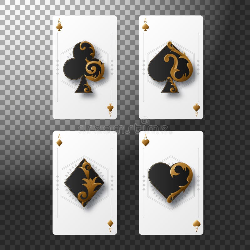 Set of Four Aces Playing Cards Suits. Playing Cards Isolated on ...