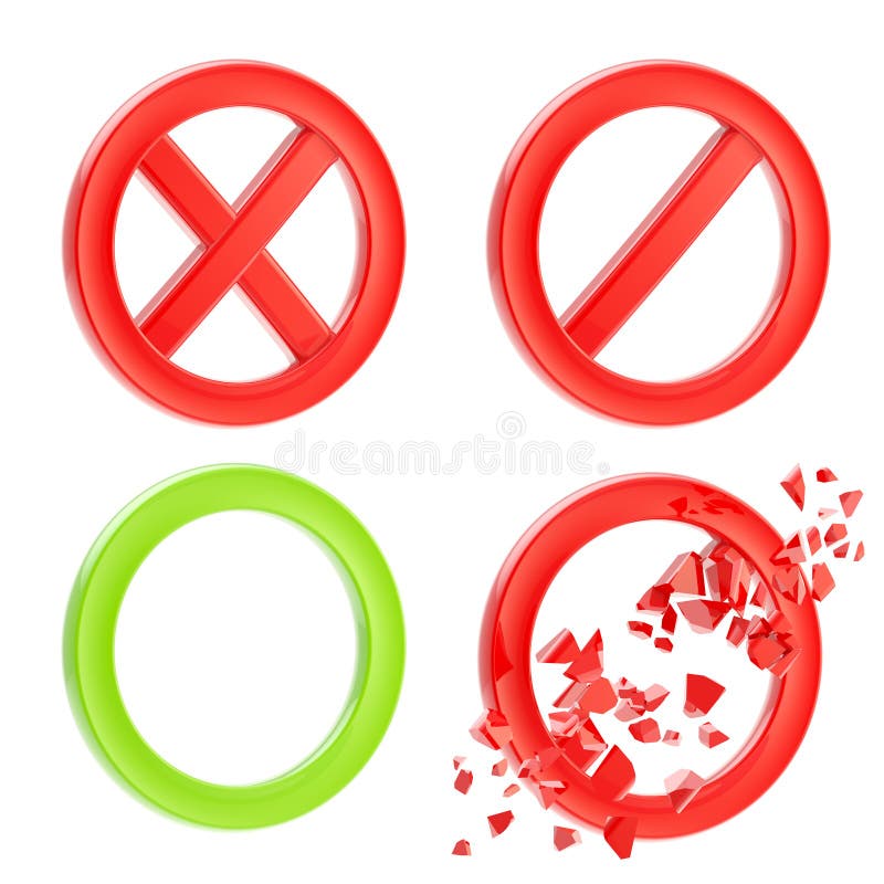 Set of Four Allow and Forbid Signs Isolated Stock Illustration ...