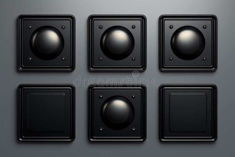Set of Four Black Buttons on a Neutral Gray Background. Perfect for ...