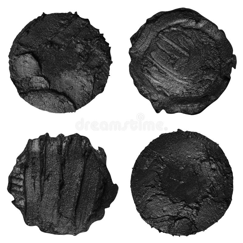 Set of Four Black Paint Samples Isolated on a White Background Stock ...