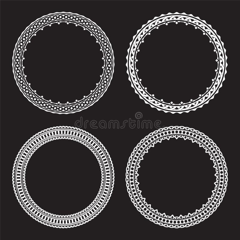 Black & White Round Scroll Frame Stock Vector - Illustration of textile ...
