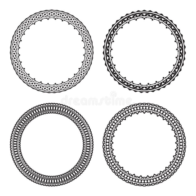 Set of Four Black Round Frames Isolated on a White Backrgound Stock ...