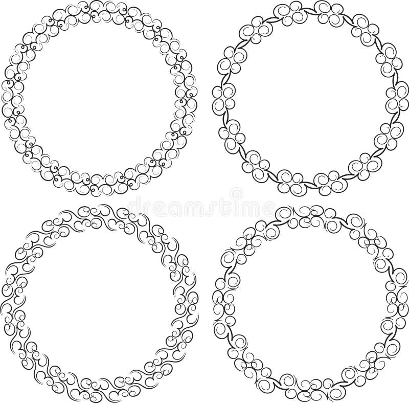 Set of Four Black Round Frames for Your Design Stock Vector ...