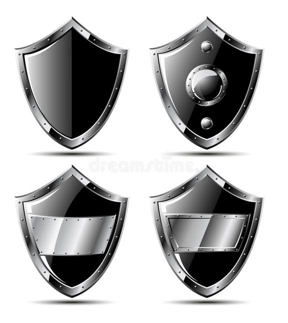 Set of Four Black Steel Shields Stock Vector - Illustration of ...