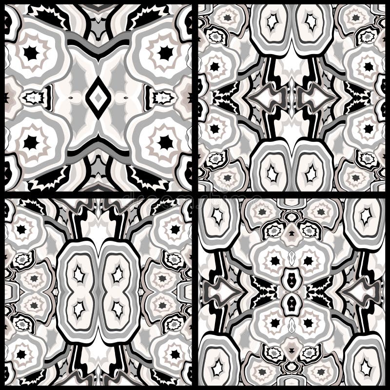 Set of Four Seamless Pattersns with Round Shapes Stock Vector ...
