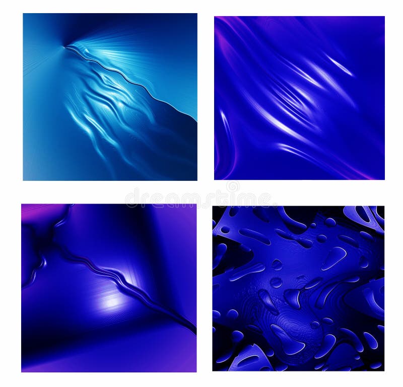 Set of Four Blue Backgrounds 3D Rendering Stock Illustration ...