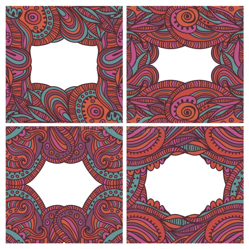 Set of Four Bright Quaint Ethnic Frames Stock Vector - Illustration of ...