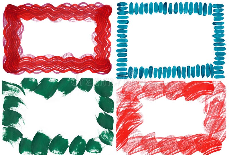 Set of Four Brushstroke Borders Stock Image - Image of texture ...