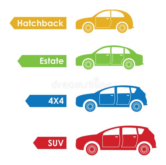 Set of four cars stock vector. Illustration of shape - 39714529