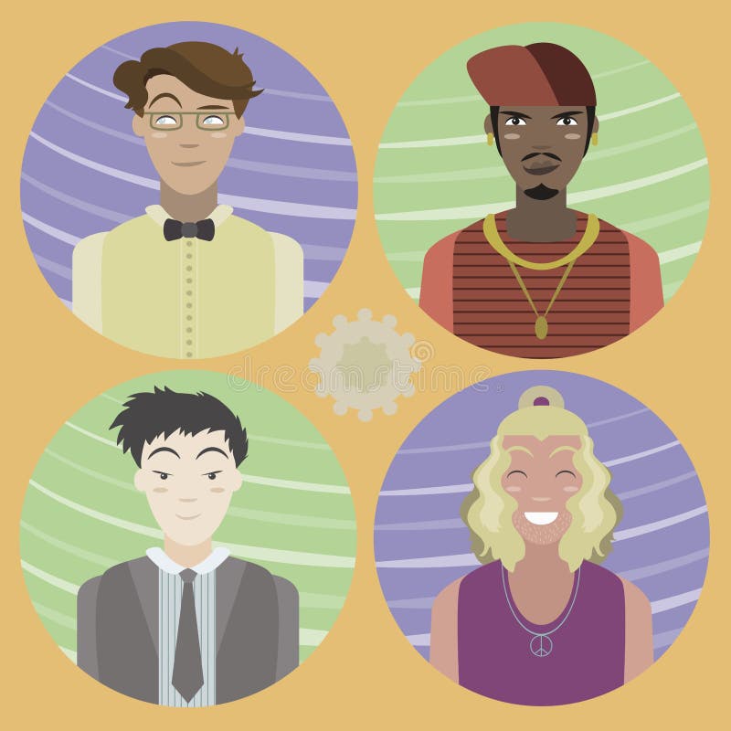 Set of Four Cartoon Avatars - Men 02 Stock Vector - Illustration of ...