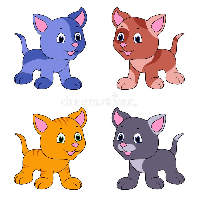 Set of four cats stock vector. Illustration of animal - 229275673