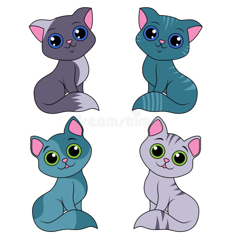 Four Cats White Background Stock Illustrations – 387 Four Cats White ...