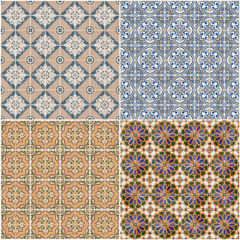 Set of Four Ceramic Tiles Patterns Stock Photo - Image of plaster ...