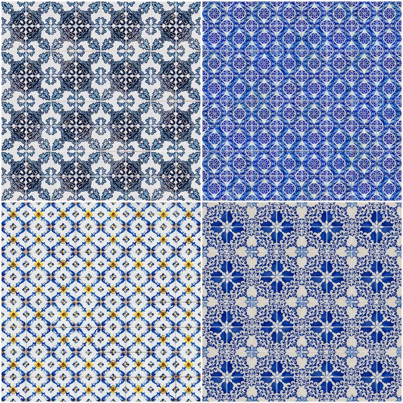 Set of Four Ceramic Tiles Patterns Stock Photo - Image of closeup ...