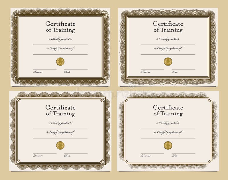 Set of Four Certificate Templates Stock Vector - Illustration of vector ...