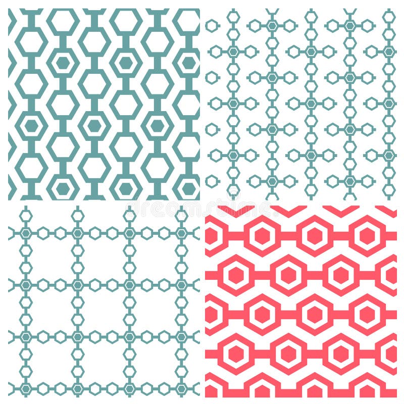 Set Four Chain Hexagon Patterns Stock Illustrations – 1 Set Four Chain ...
